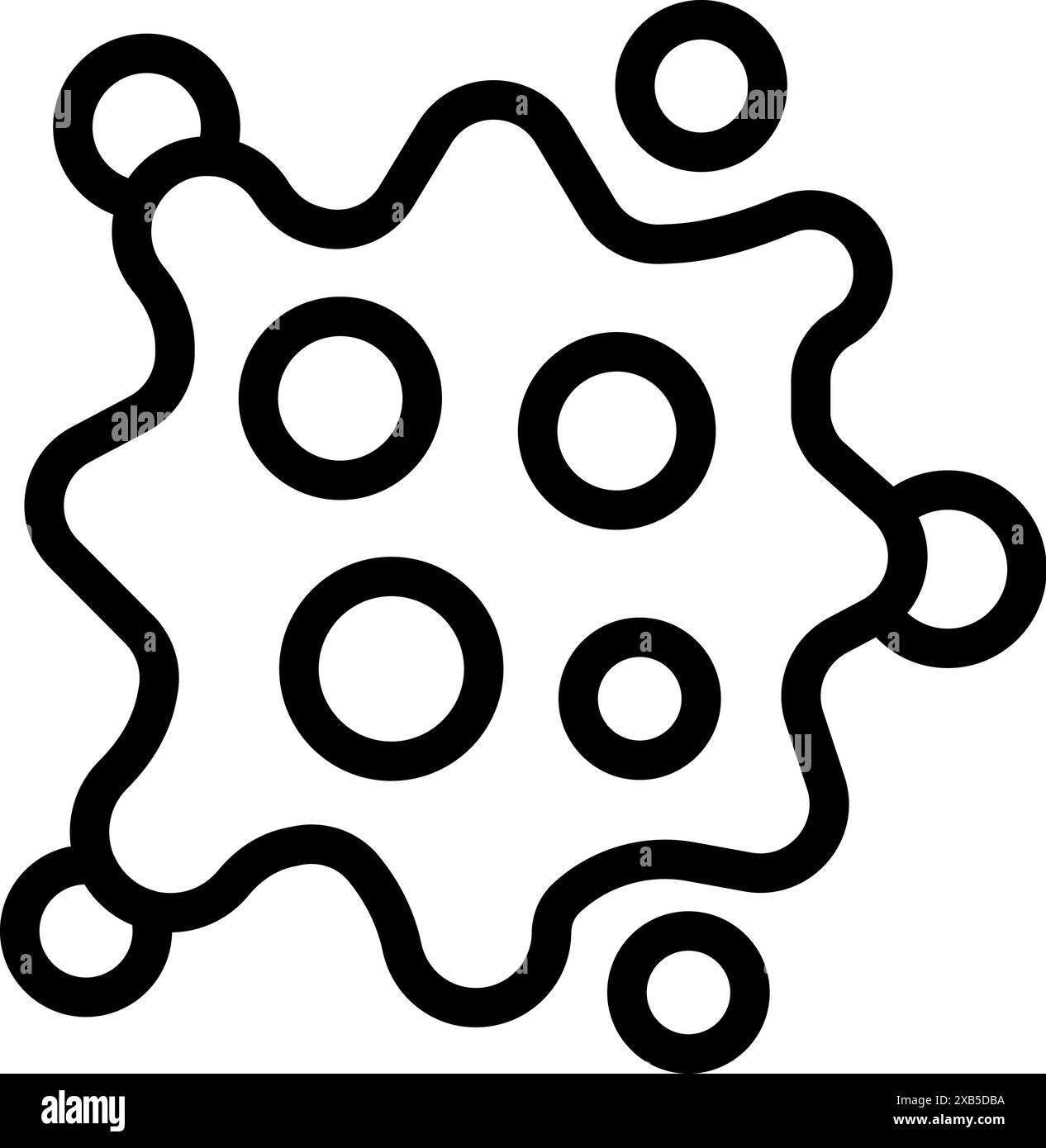 Simple line art icon of a virus with an irregular shape, surrounded by ...