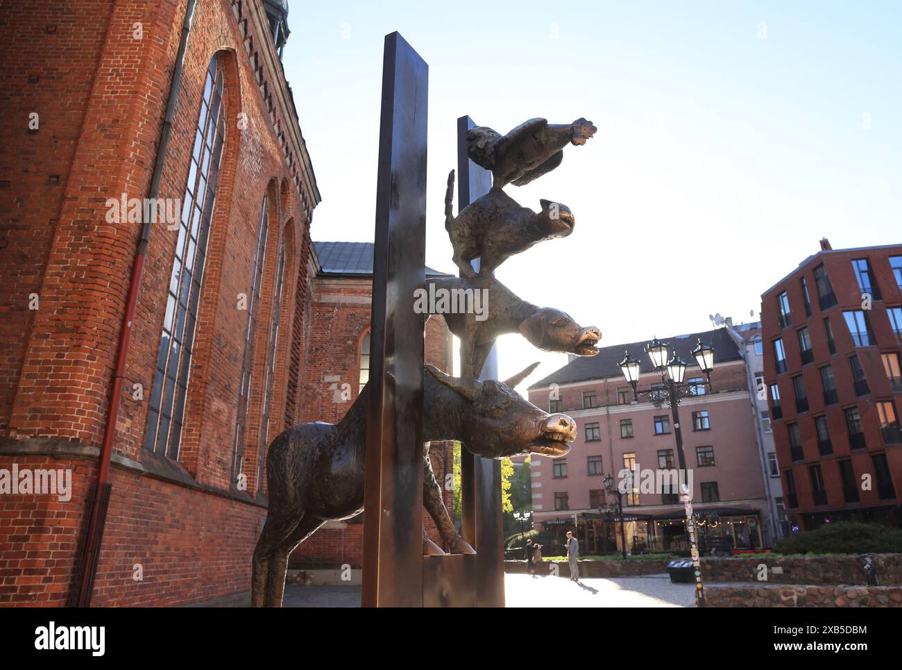 Bremen Musicians Statue, landmark in Riga, sculpture of 4 animals ...