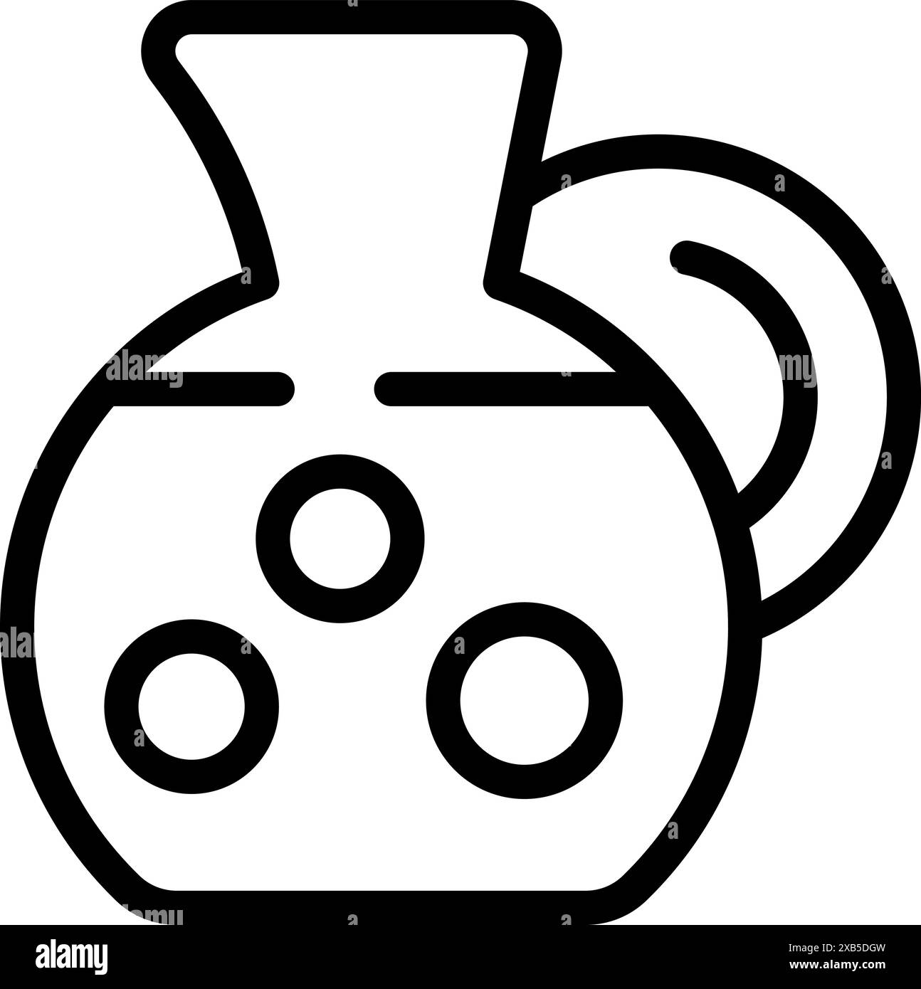 Black outline on a white background of a round jug with handle ...