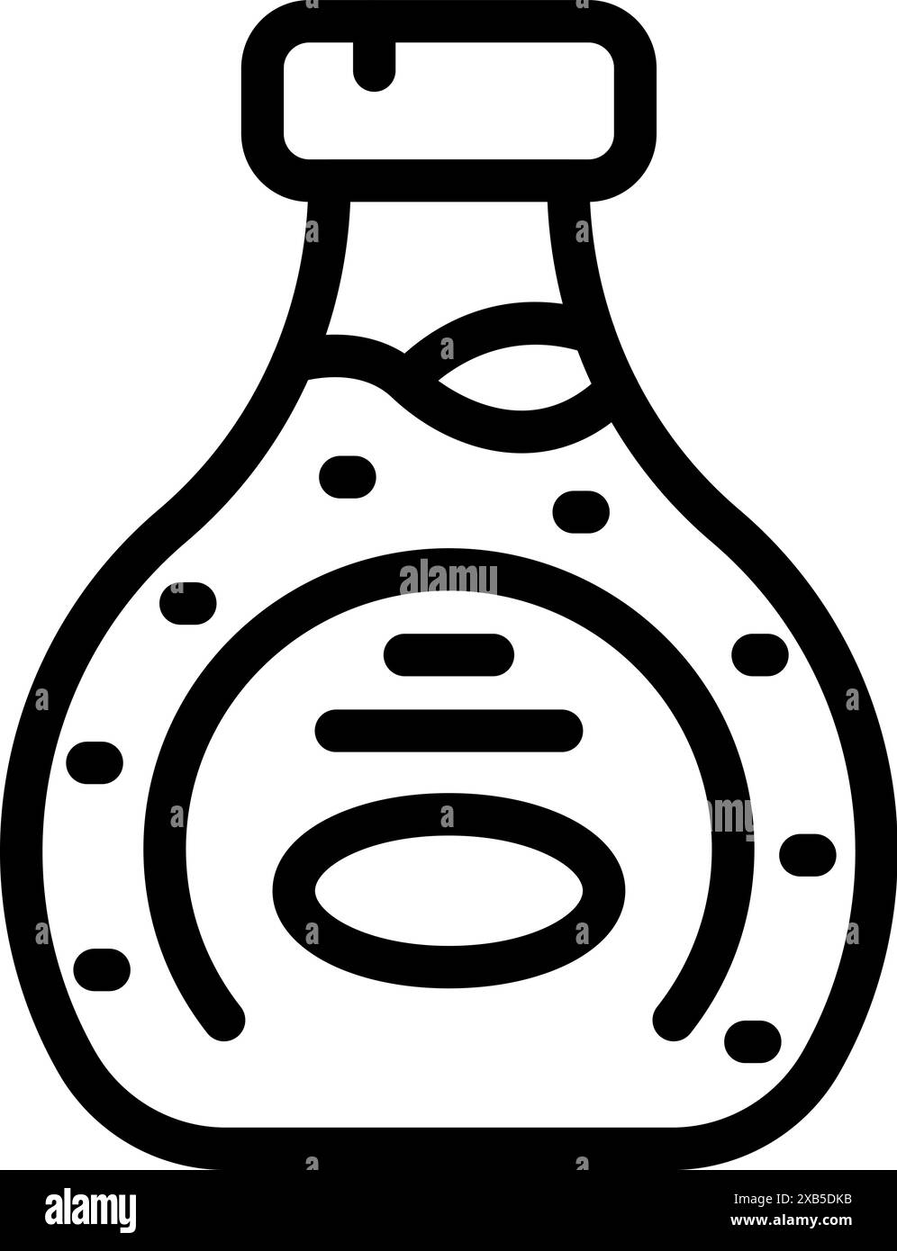 Black outline icon of a glass bottle full of maple syrup for a sweet ...