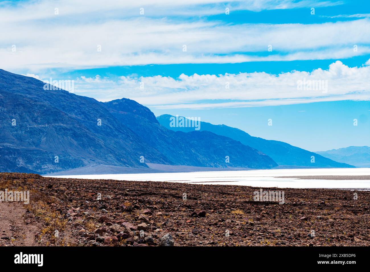 Badwater Basin; white salt flats; minus 282' below sea level; Death ...