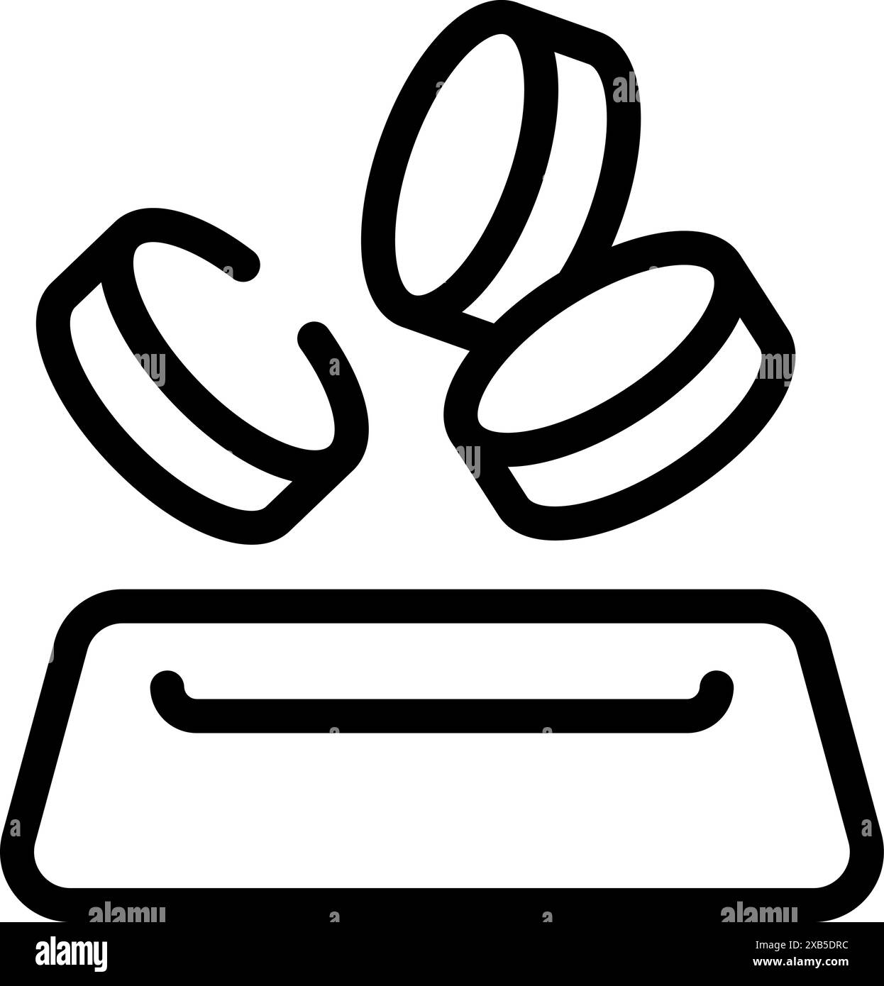 Simple and modern line icon representing round tablets falling into a ...