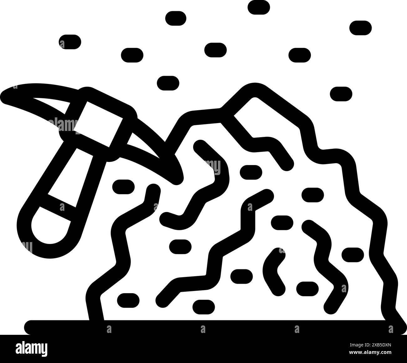 Mining pickaxe is shown breaking ground for excavation work Stock ...