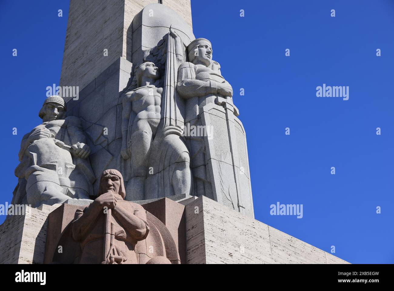 The Freedom Monument in Riga, with sculptures and bas-reliefs depicting ...