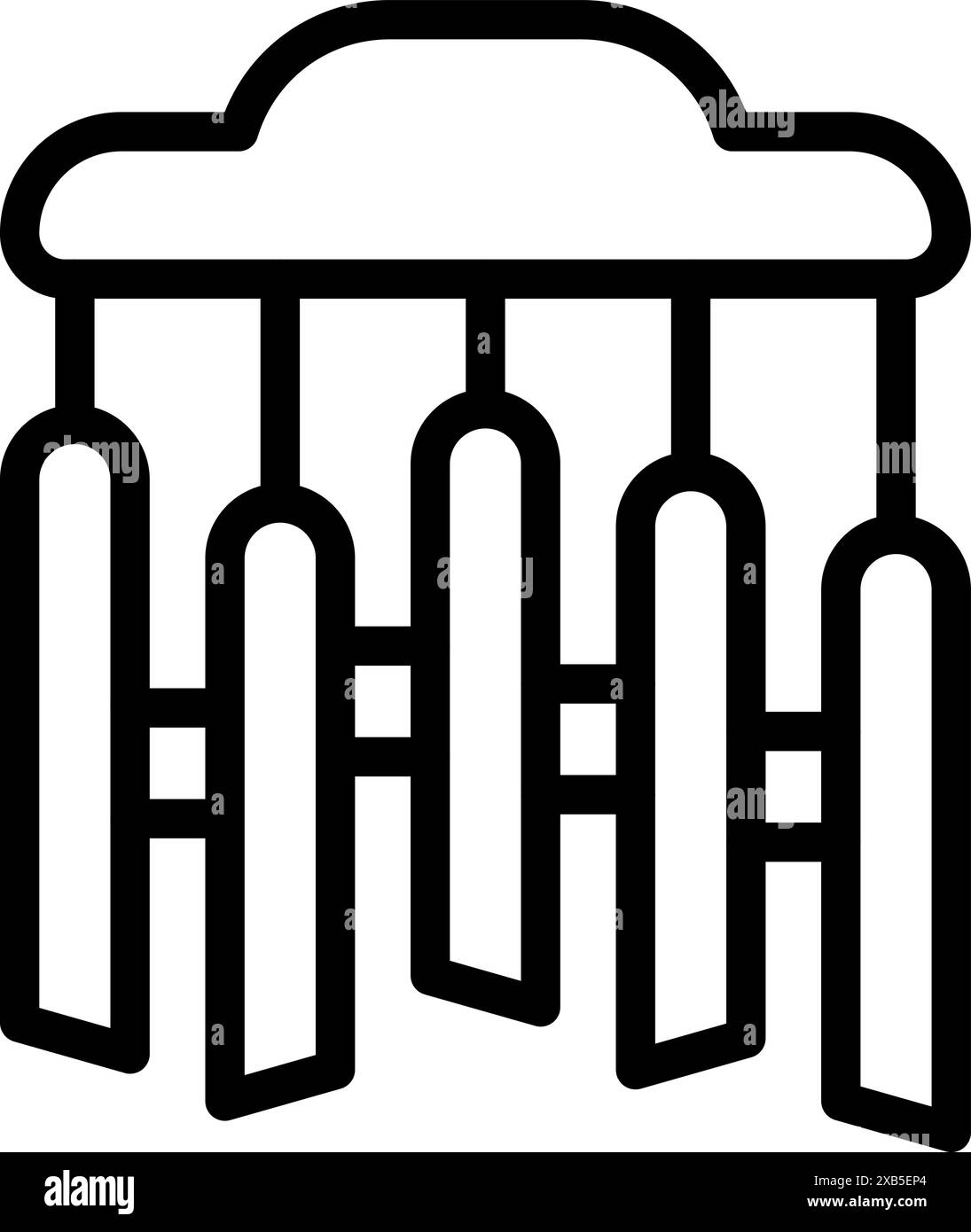 Simple black and white line art illustration of a wind chime Stock ...