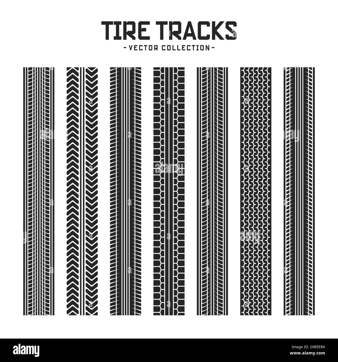 Tire tracks, wheel braking marks. Truck, car or motorcycle tread ...