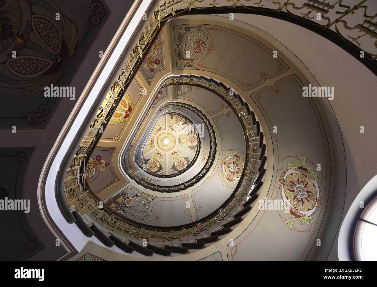 The beautiful staircase in Riga Art Nouveau Centre, a historic ...