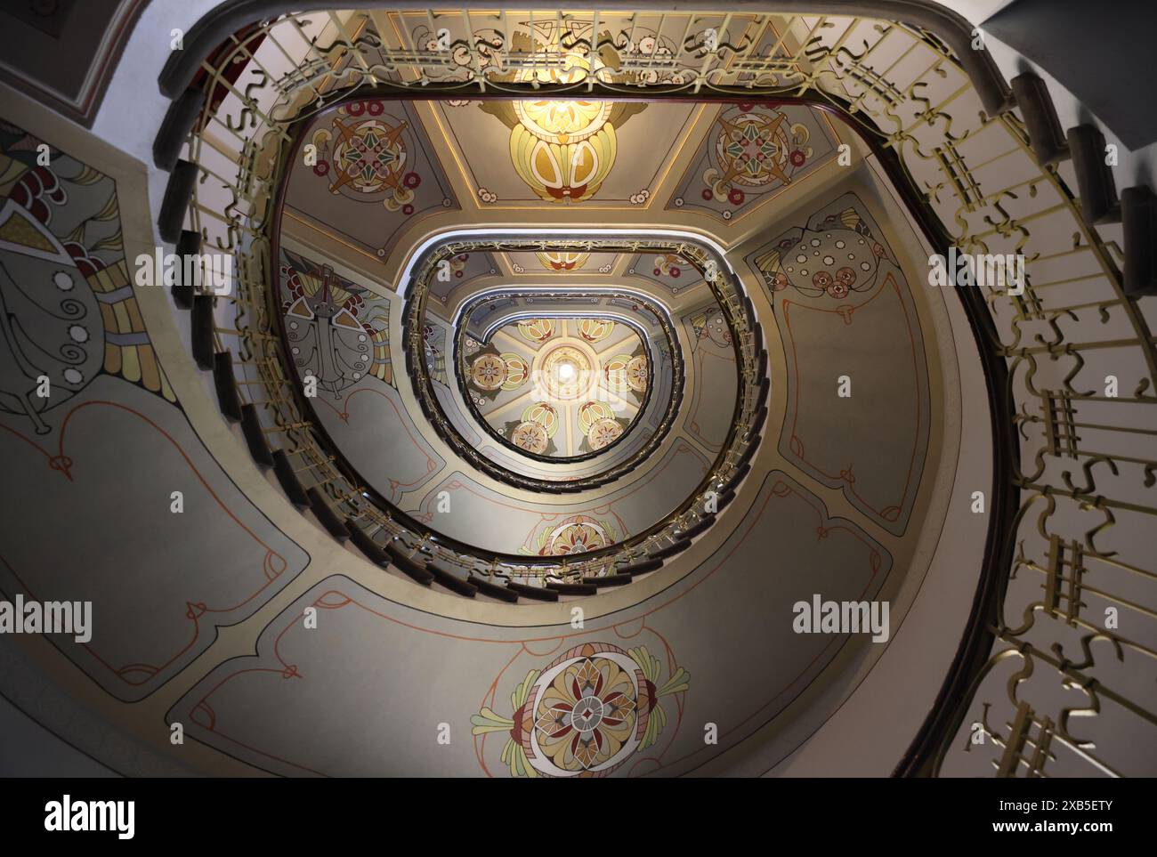The beautiful staircase in Riga Art Nouveau Centre, a historic ...