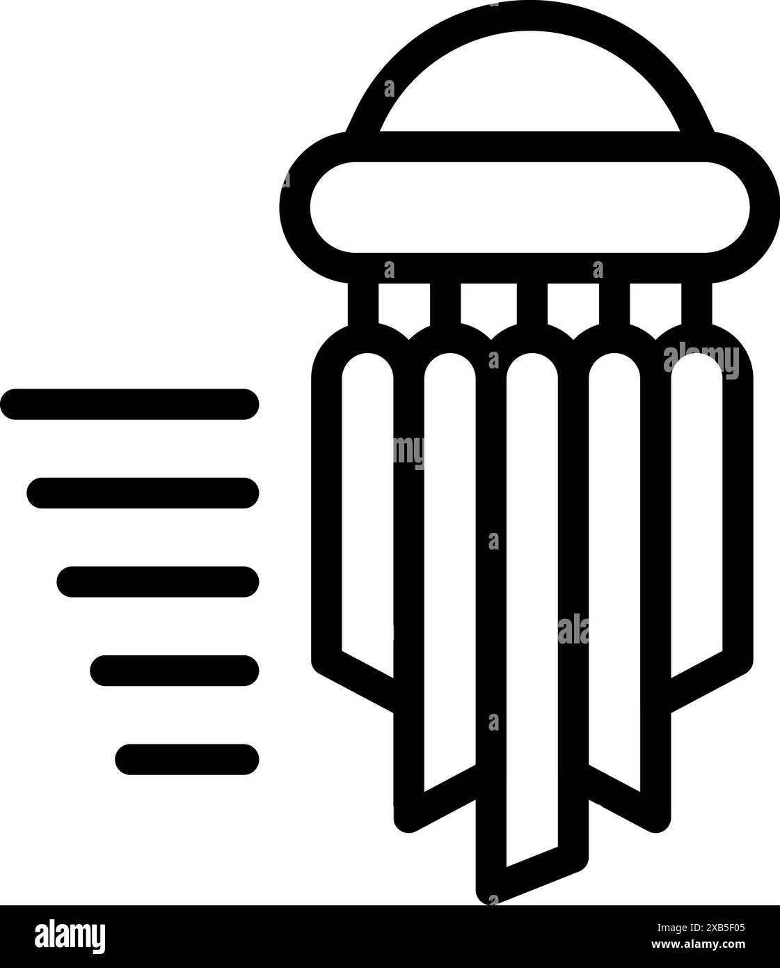 Line drawing of a wind chime blowing in the wind, perfect for ...