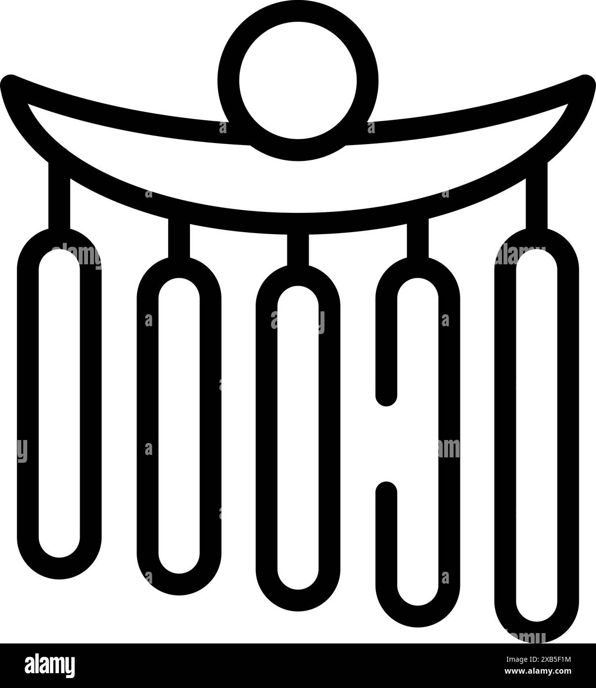 Line art icon of hanging chinese bells, often used as a decorative ...