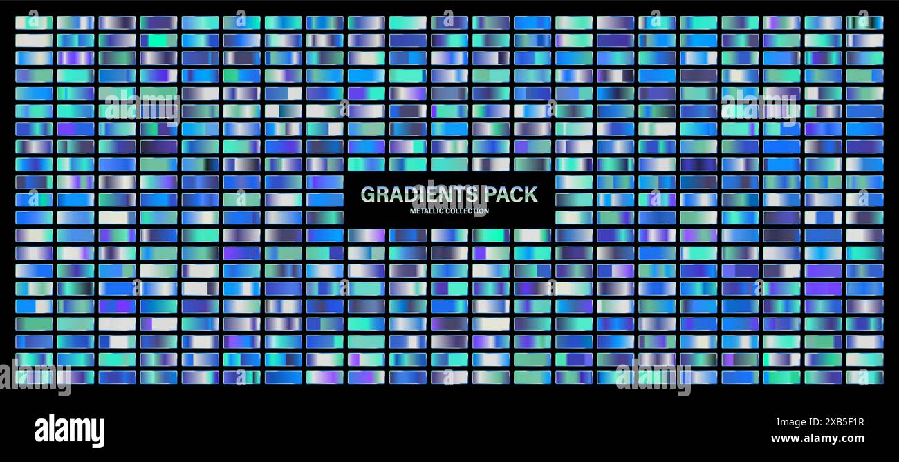 Blue, azure glossy gradient, metal foil texture. Color swatch set ...