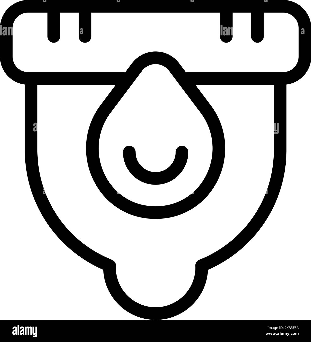 Line drawing of a reusable menstrual cup for periods with a smiling drop of blood Stock Vector ...