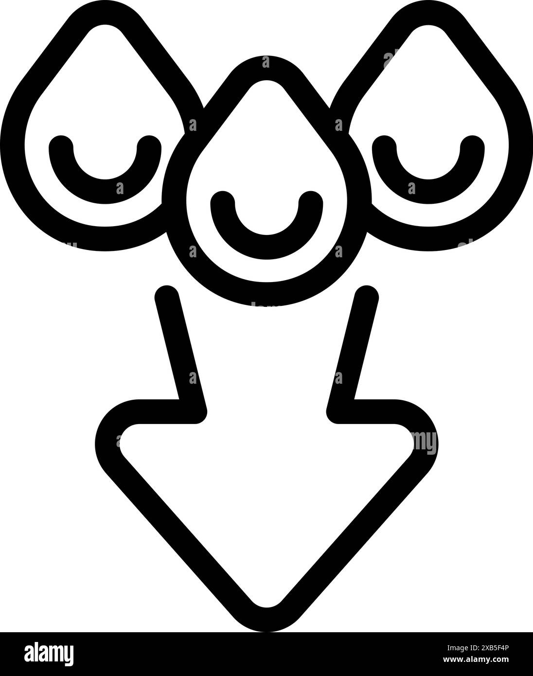 Three water drops falling down creating a bigger one representing water ...