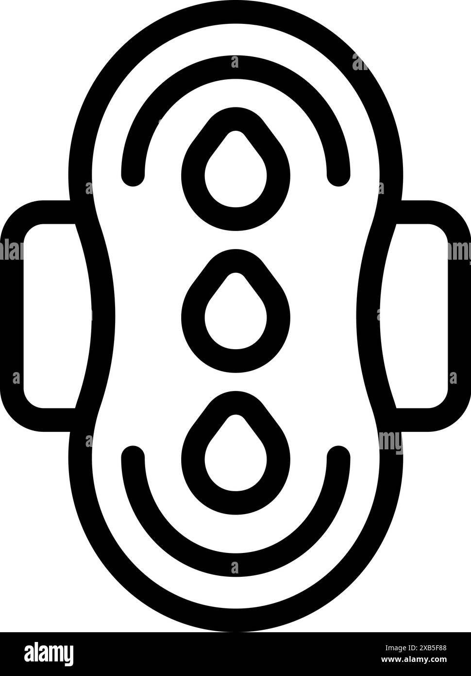 Simple black outline icon representing a sanitary pad, essential for ...