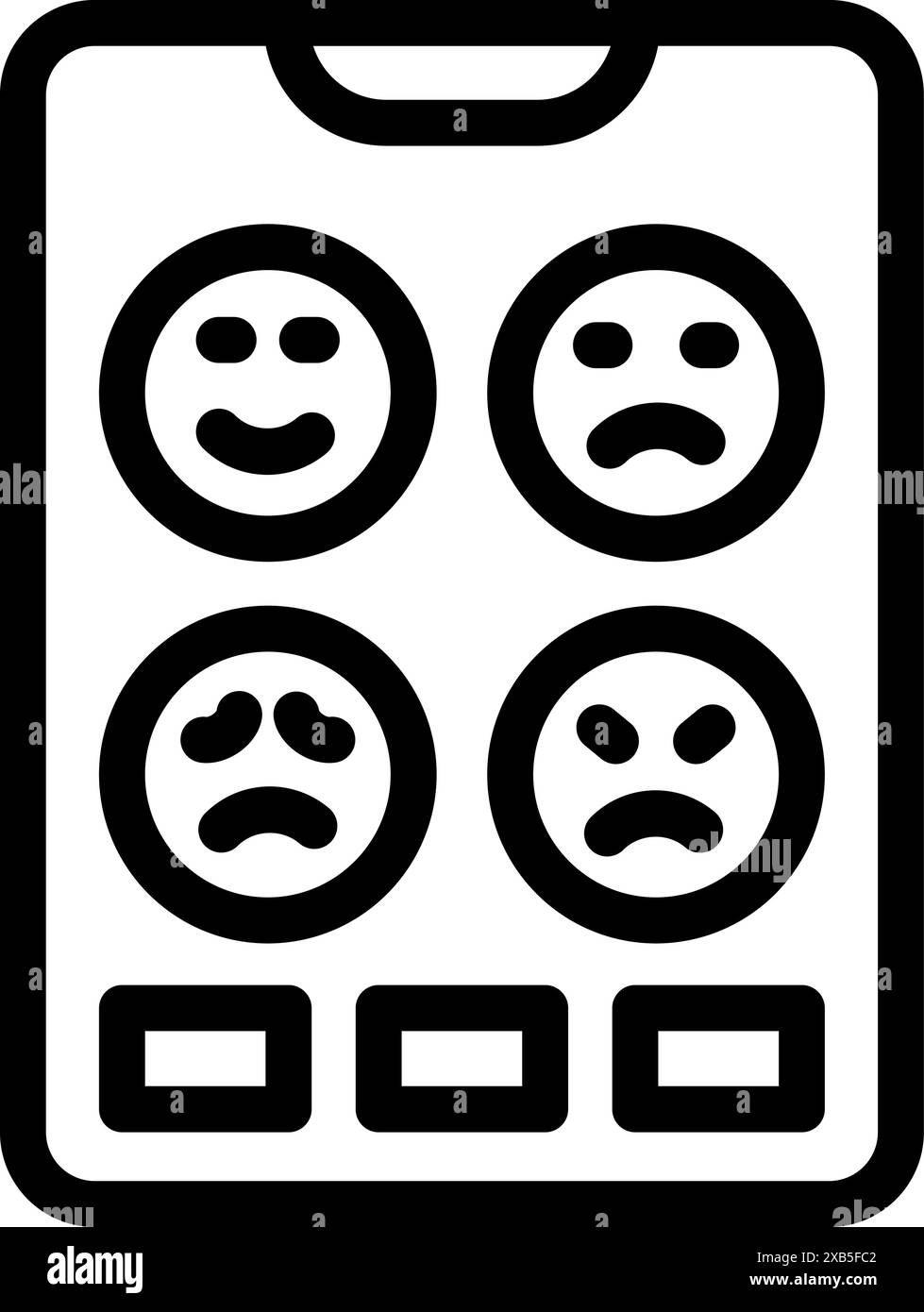 Smartphone showing feedback emojis expressing different emotions for ...