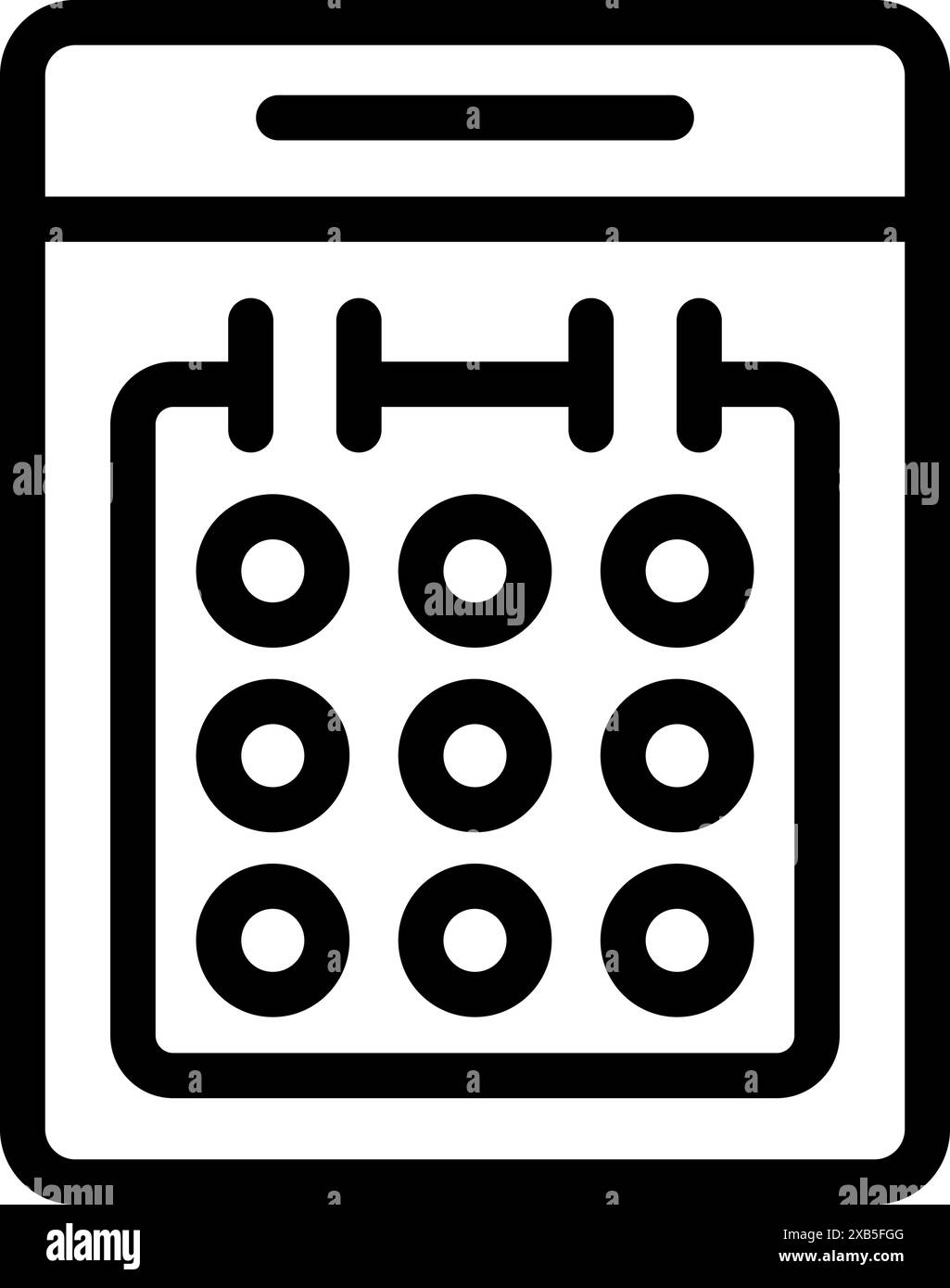 Smartphone showing calendar app icon with blank dates for scheduling ...