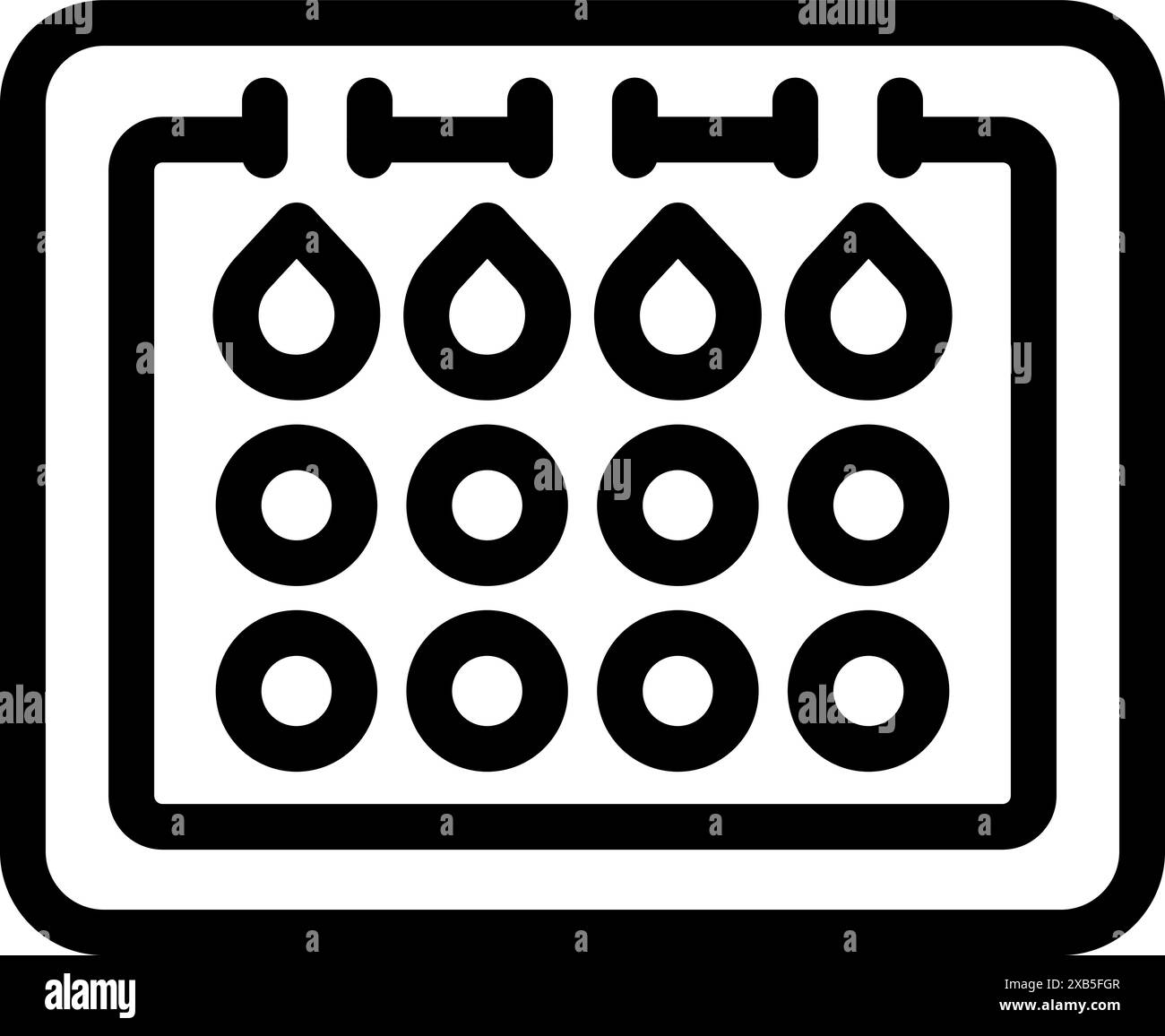 Simple black and white icon of a menstrual calendar, useful for ...