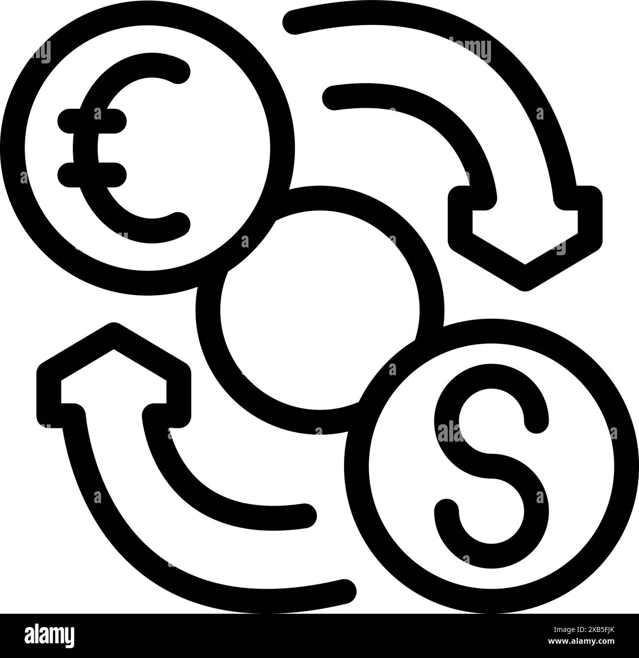 Euro and dollar symbols exchanging funds, representing currency ...