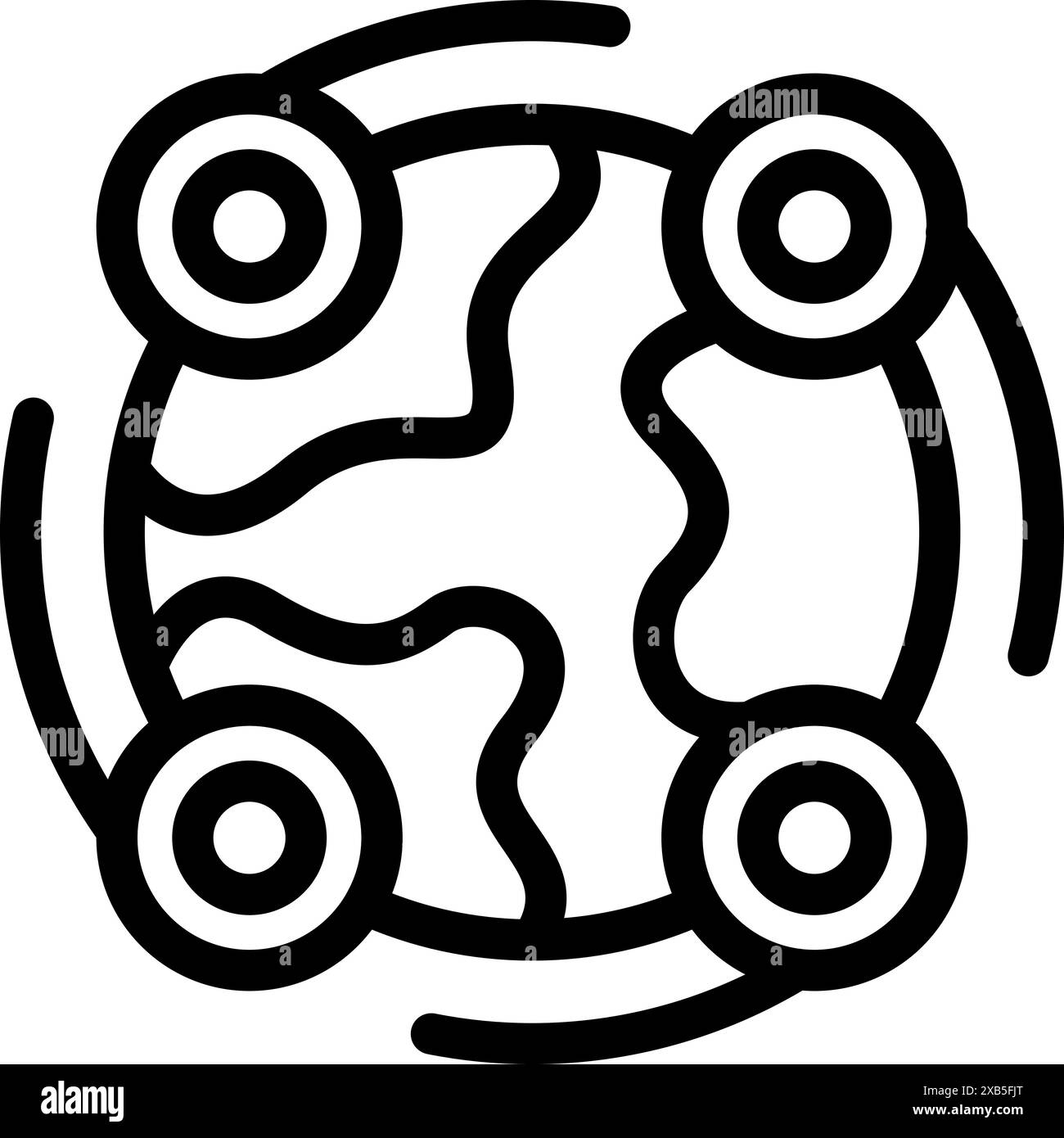 Planet earth icon is being surrounded by circles and lines ...