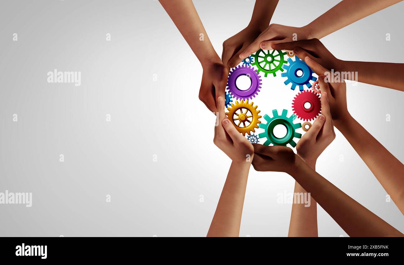 Working Business Unity and work diversity partnership as hands and ...
