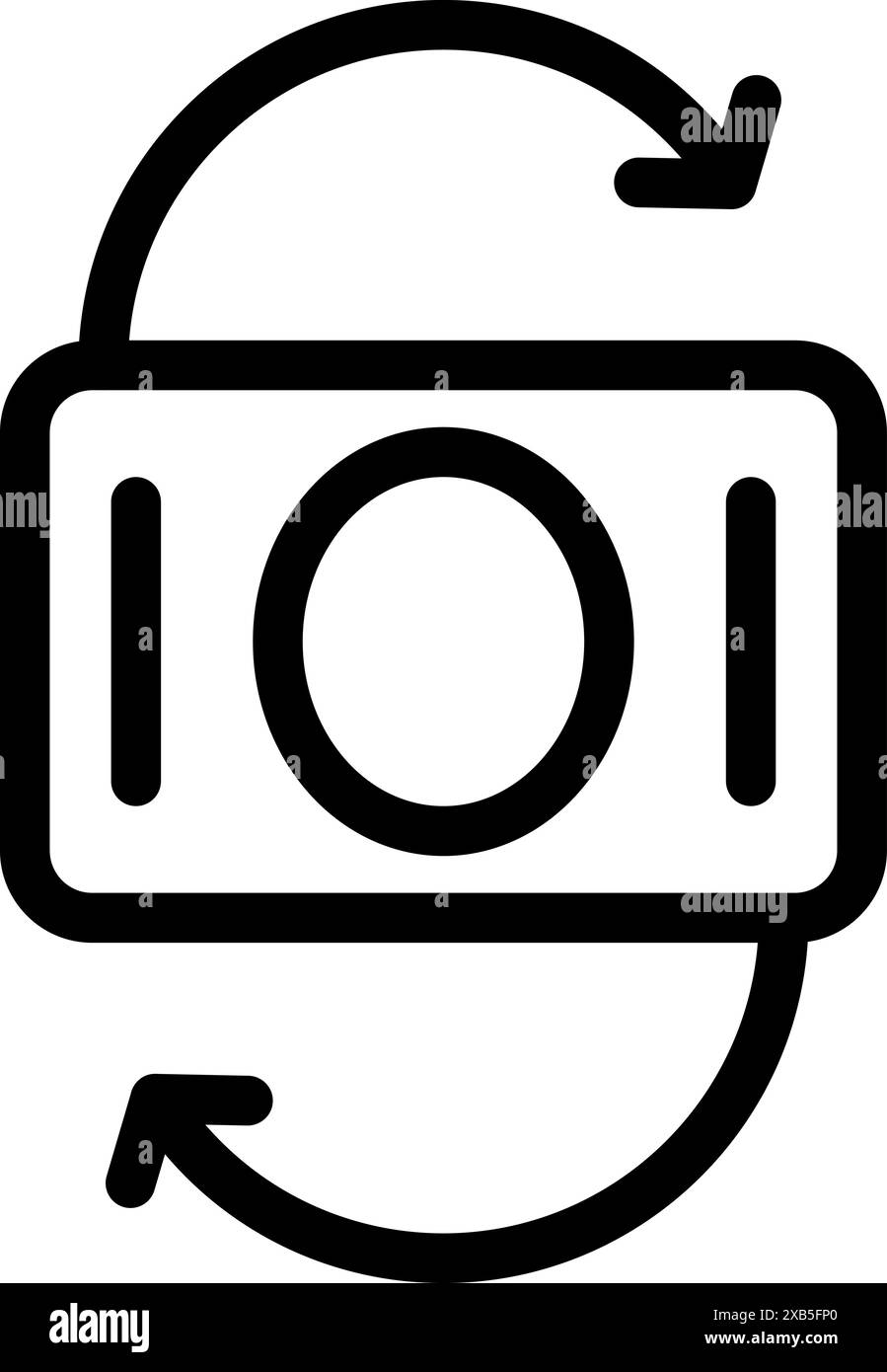 Simple currency exchange icon with two arrows rotating around banknote ...