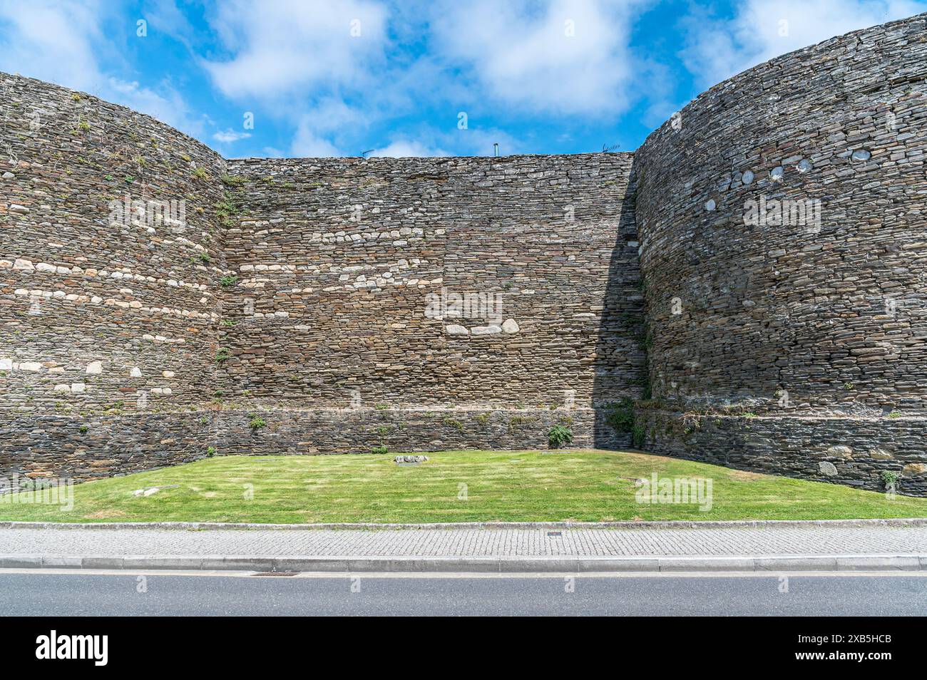 View of the Roman walls of Lugo, Galicia, northwestern Spain. The Roman ...