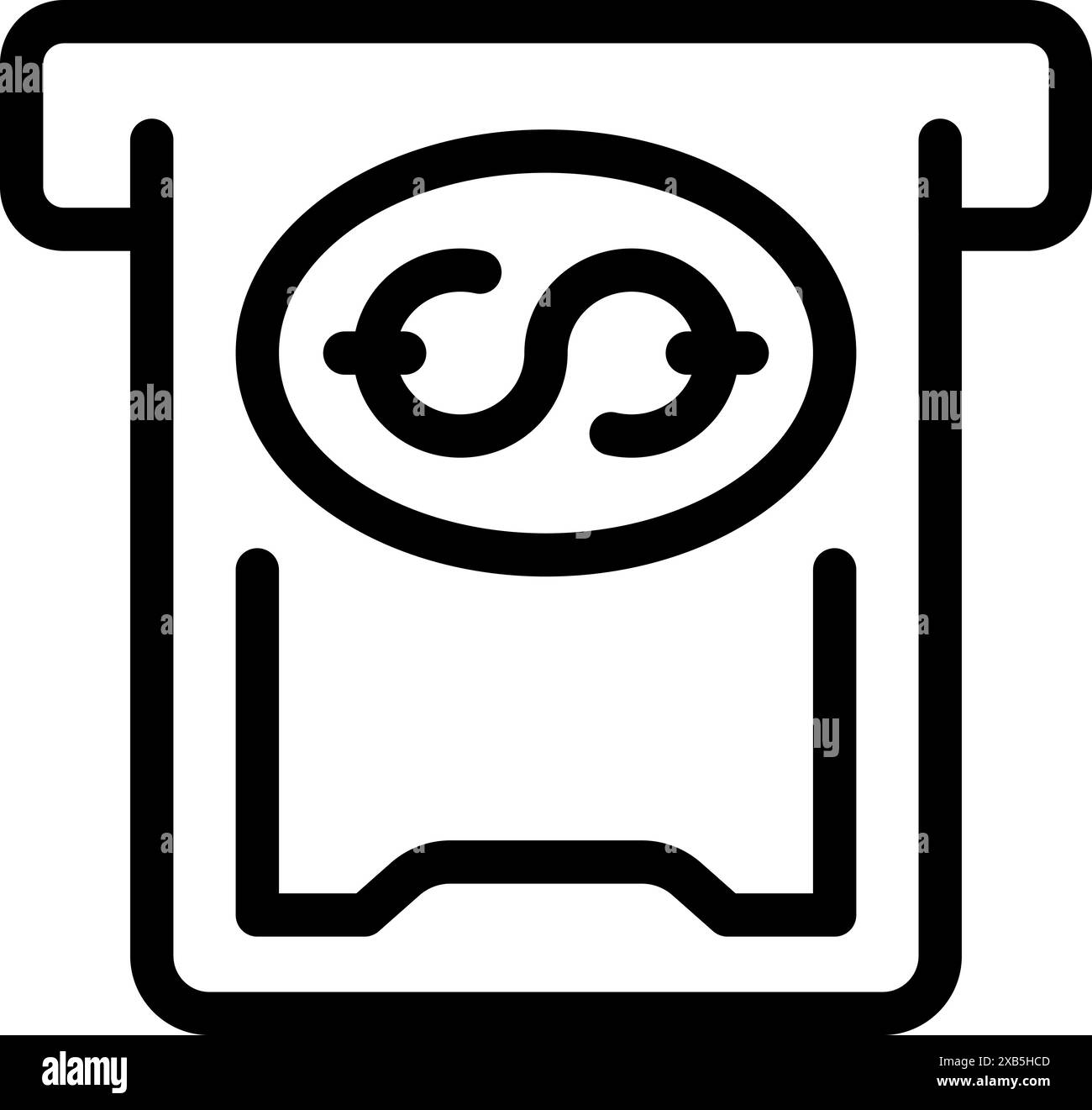 Line icon of an atm dispensing a banknote with a currency exchange ...