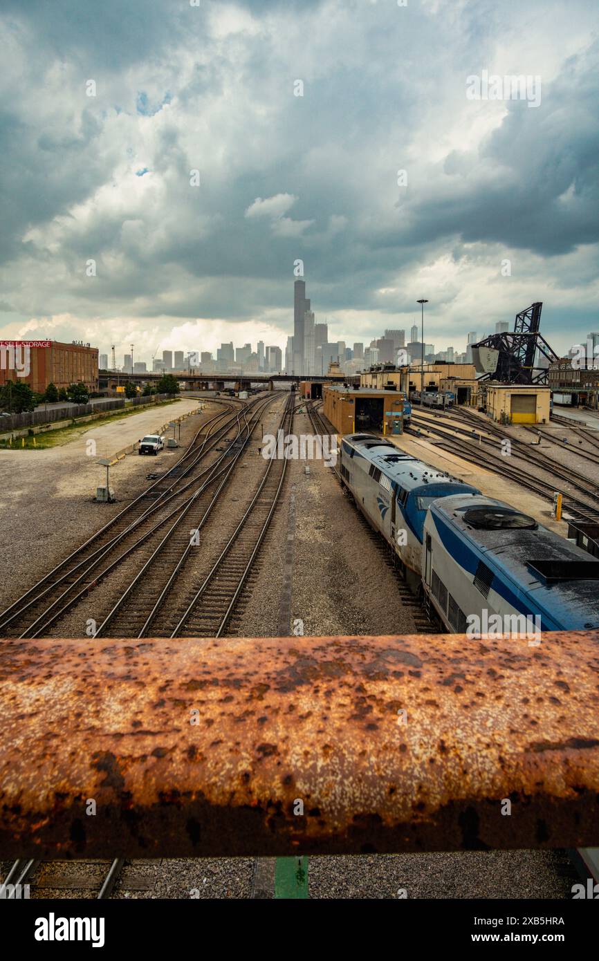 Chicago, IL - 4-30-2015: The Chicago Skyline from the Rail Yard Stock ...