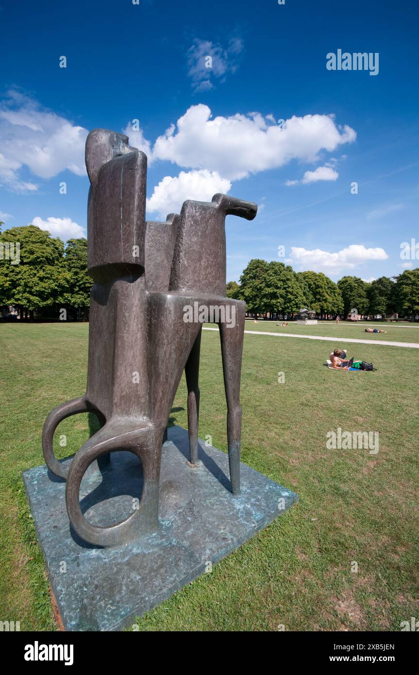 Germany, Bavaria, Munich, Skulpturenpark, Sculpture by Fritz Koenig ...