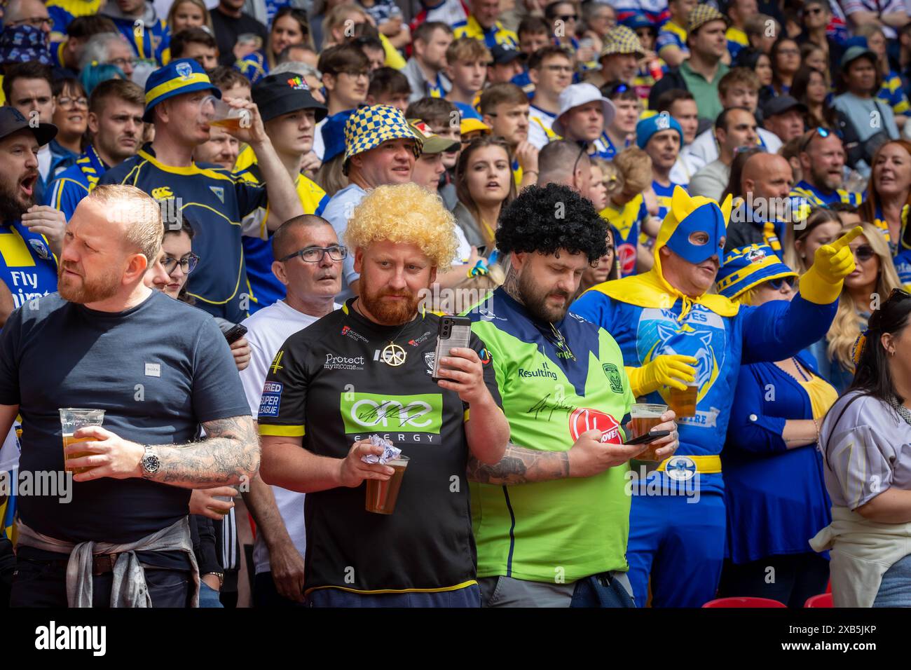 The 2024 Betfred Challenge Cup Final at Wembley Stadium between Warrington and Wigan. Warrington ...