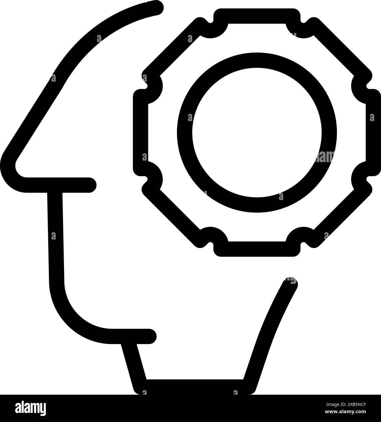 Simple icon of a human head profile with a gear inside, representing ...