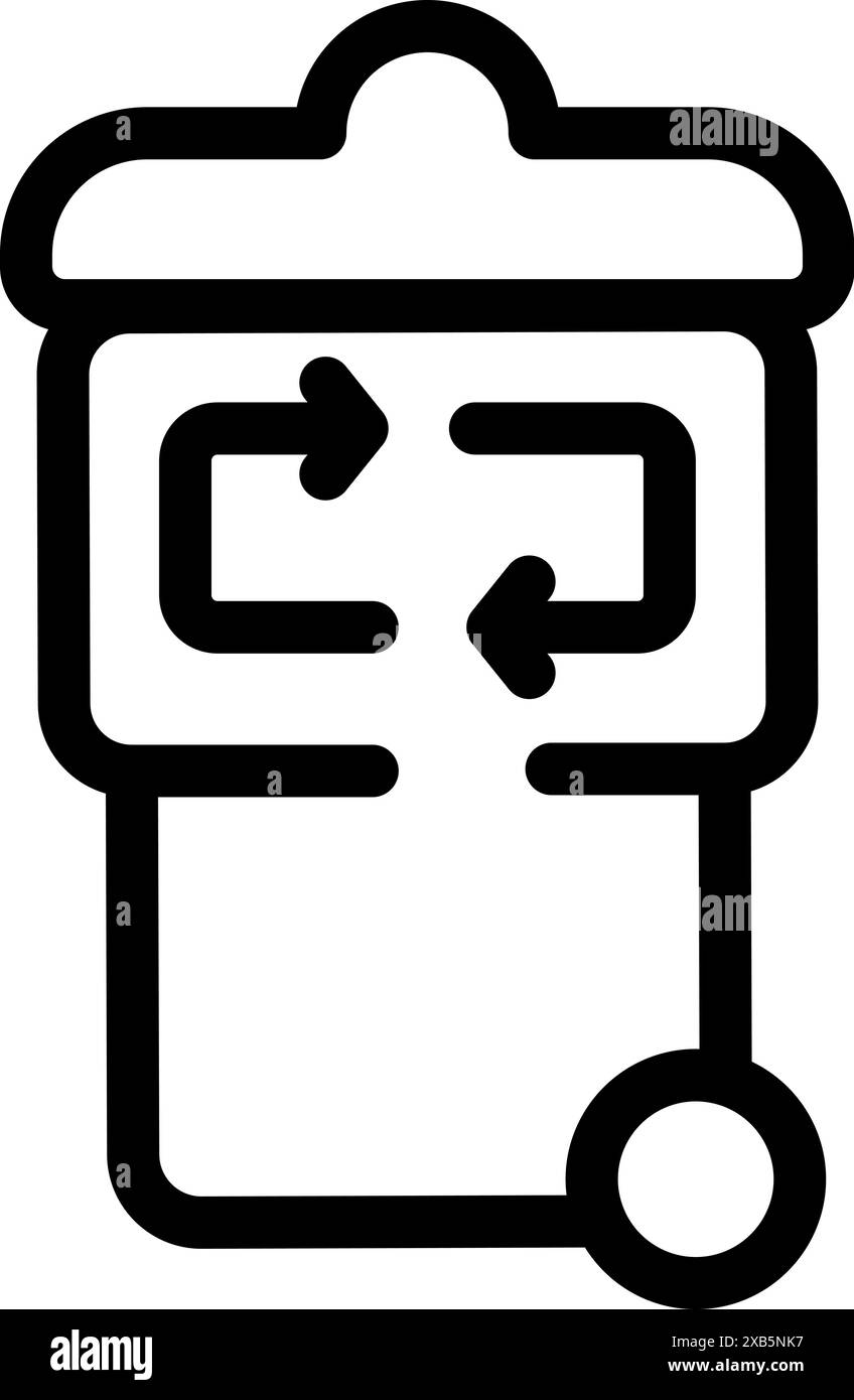 Simple black and white icon of a recycling bin with arrows, promoting ...