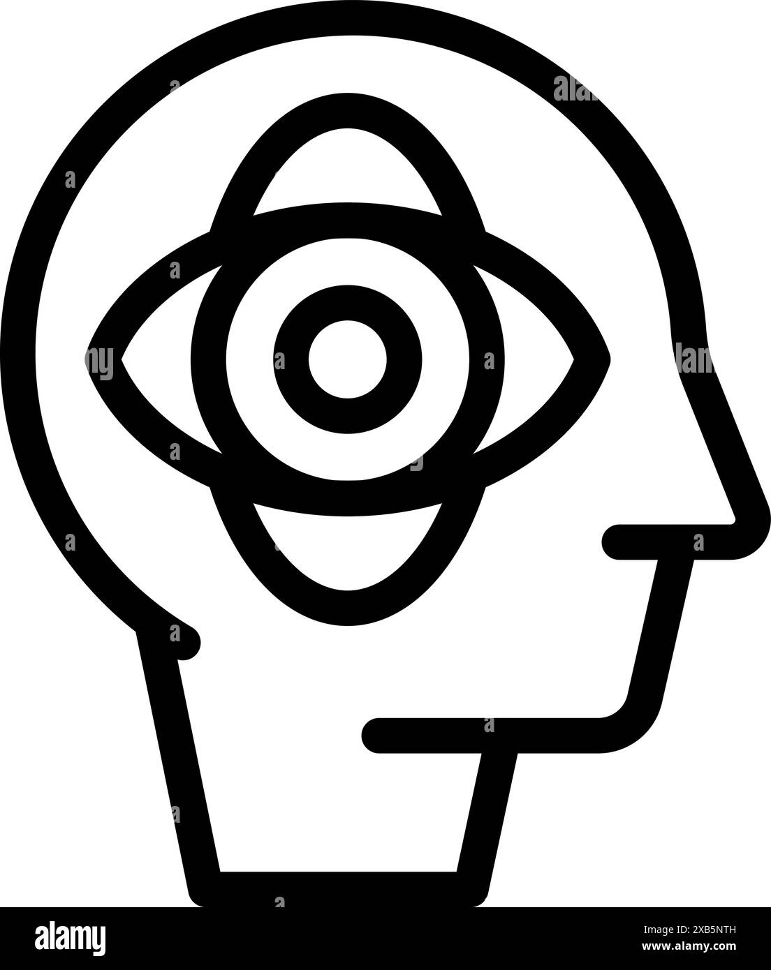 Minimalist illustration of a human head profile with an eye inside ...