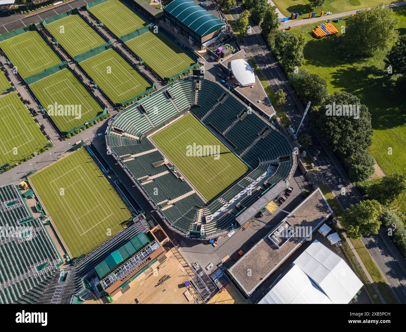 Aerial view of No.2 Court at the All England Lawn Tennis Club or AELTC ...