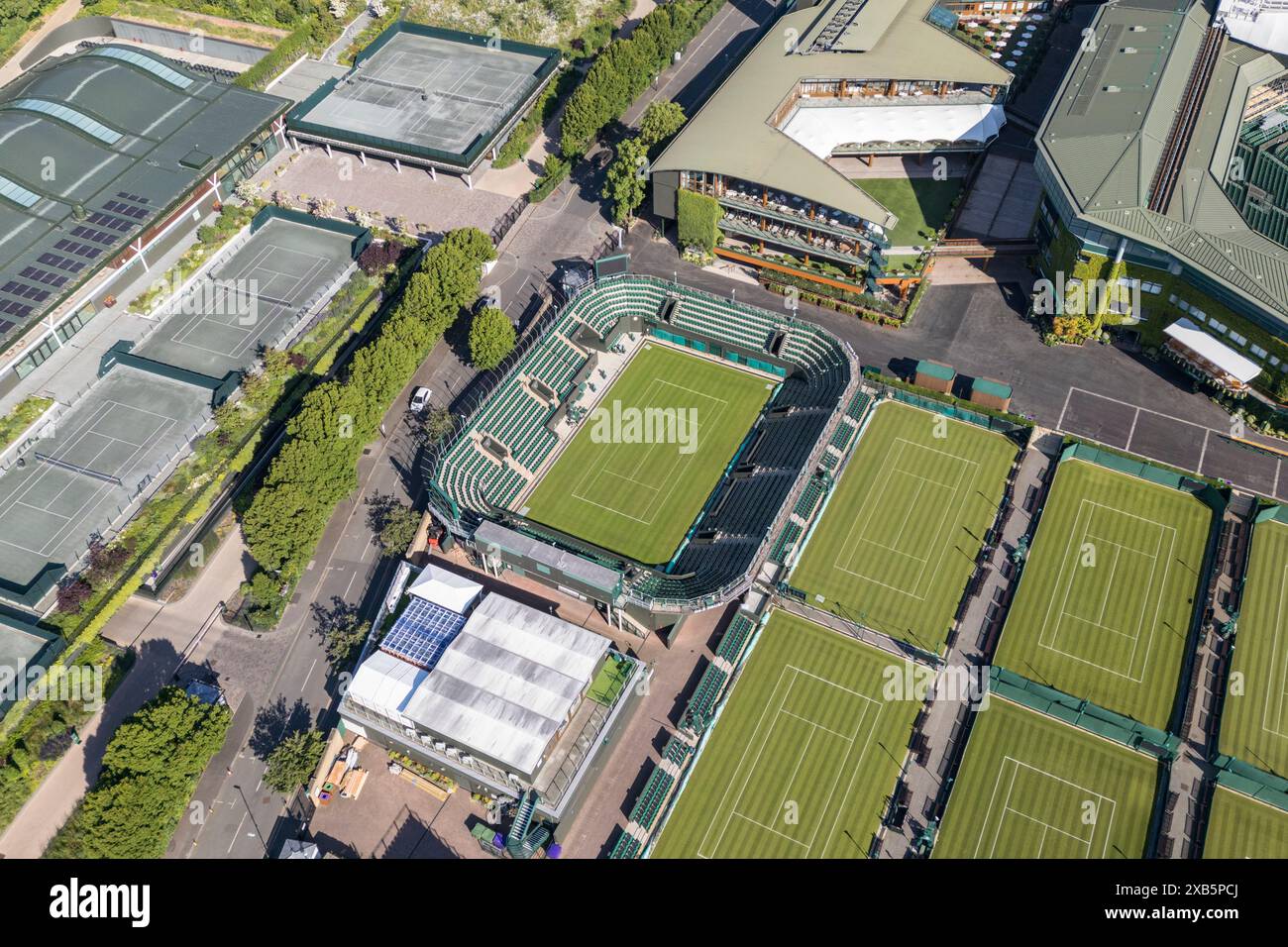 Aerial view of No.3 Court at the All England Lawn Tennis Club or AELTC ...