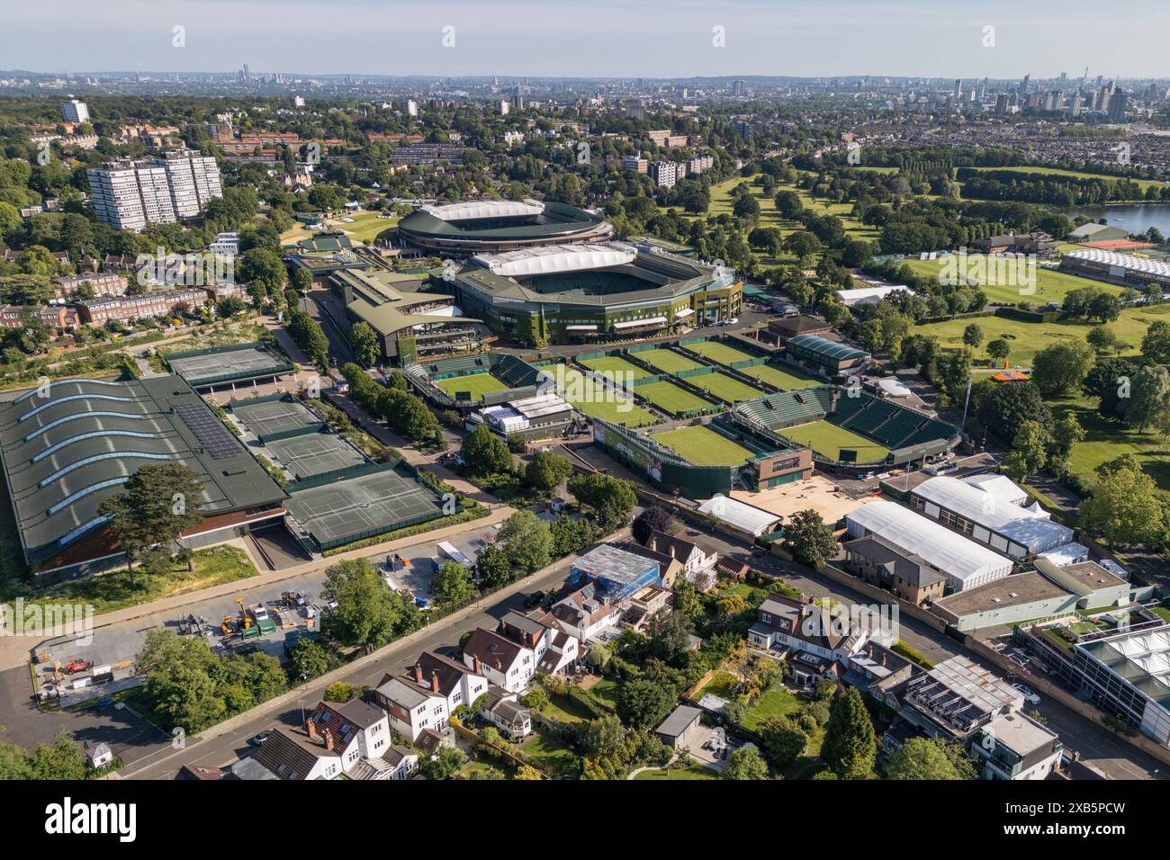 Aerial view of the All England Lawn Tennis Club in Wimbledon, London ...