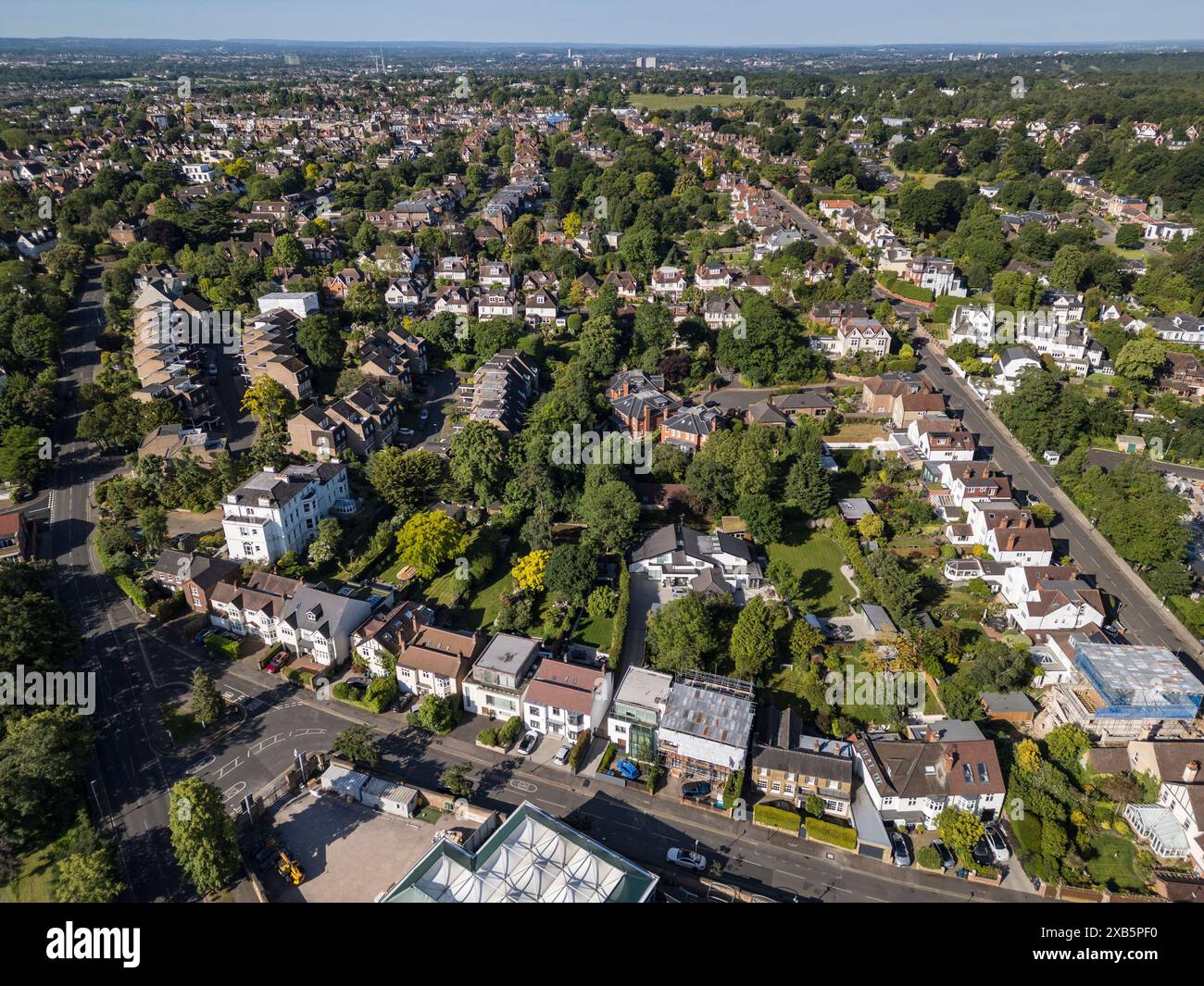 Aerial view of a residential area of Wimbledon (Somerset Road at the ...