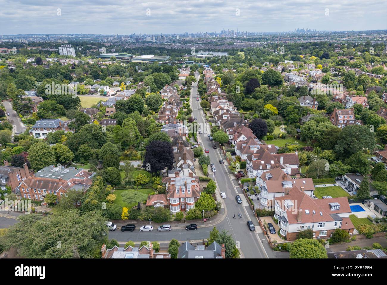 Aerial view looking east along Marryat Road towards the All England ...