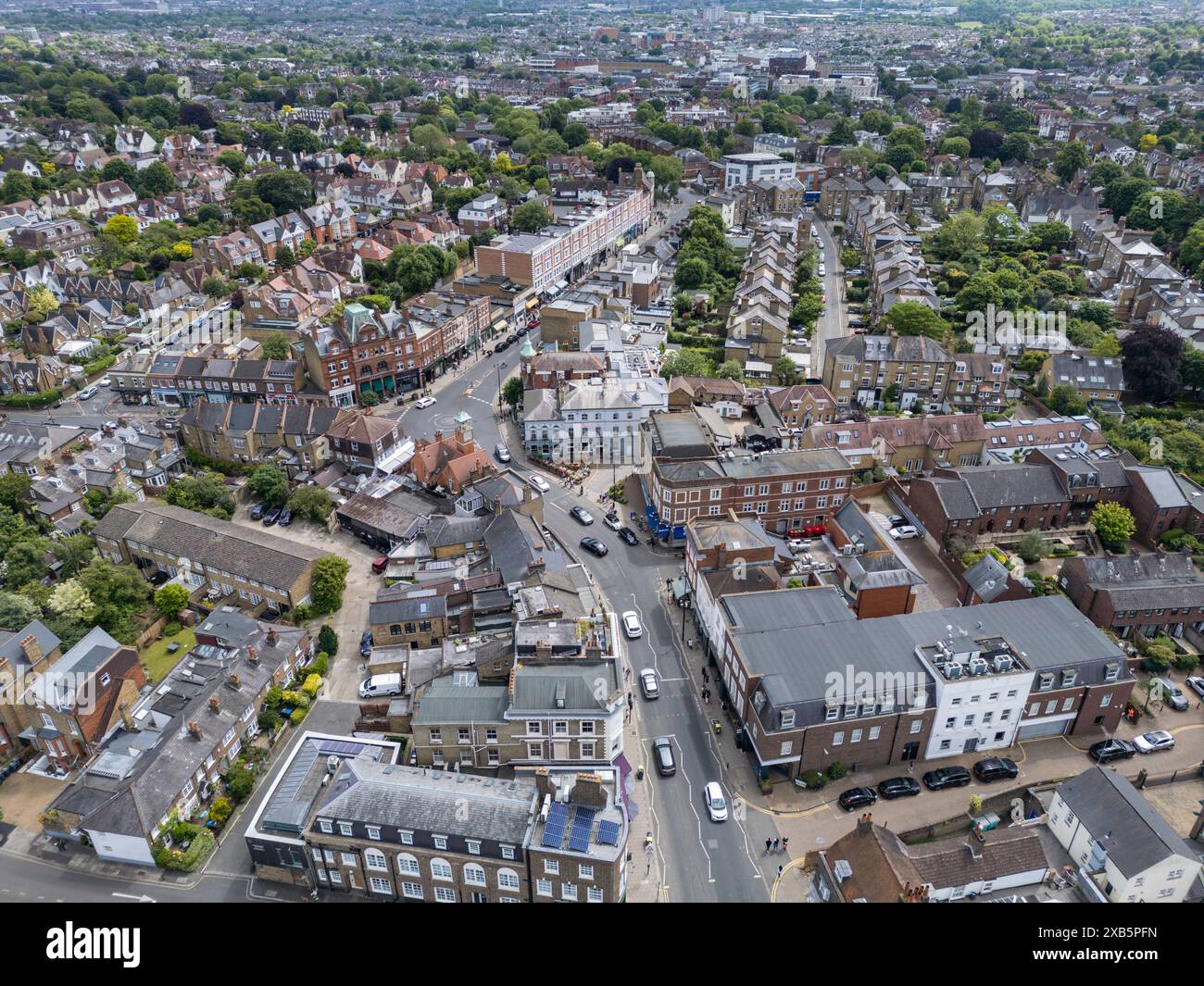 Aerial view of Wimbledon Village looking south along High Street ... Aerial view of Wimbledon Village looking south along High Street ...