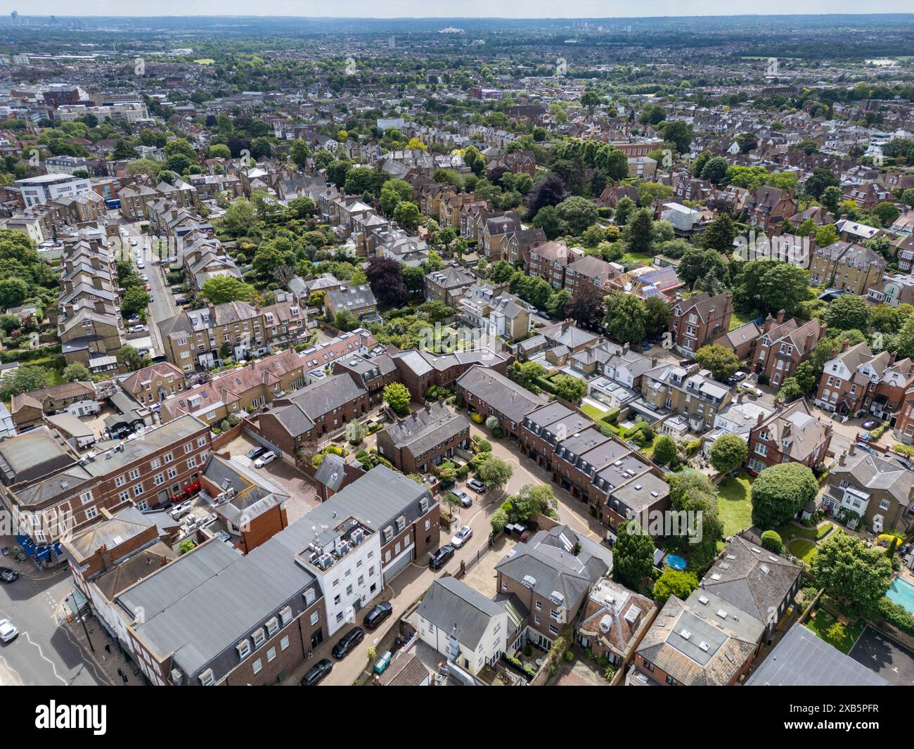Aerial view of residential area of Wimbledon Village (Haygarth Place ...