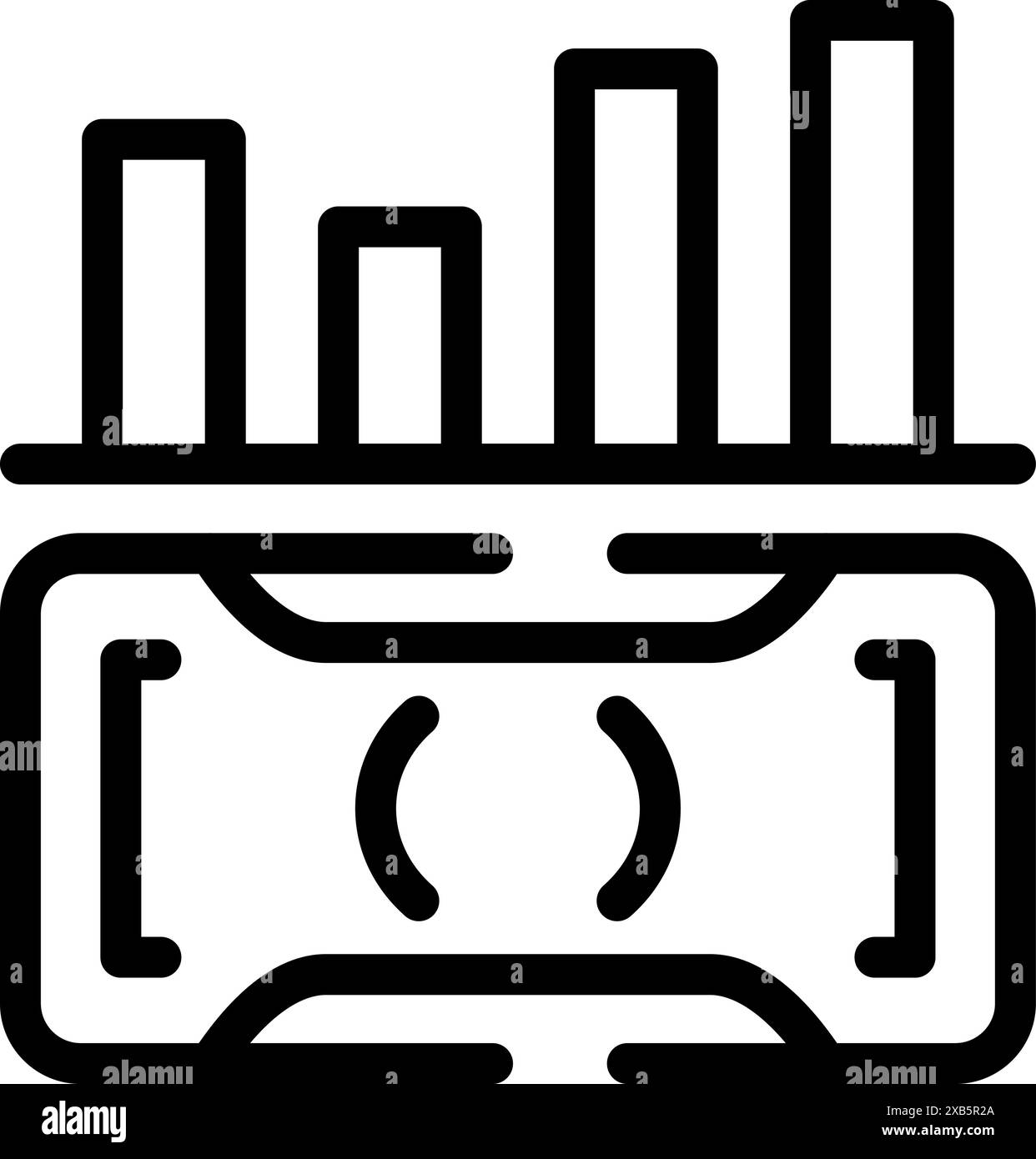 Finance concept icon of a growing bar chart displayed on top of a ...