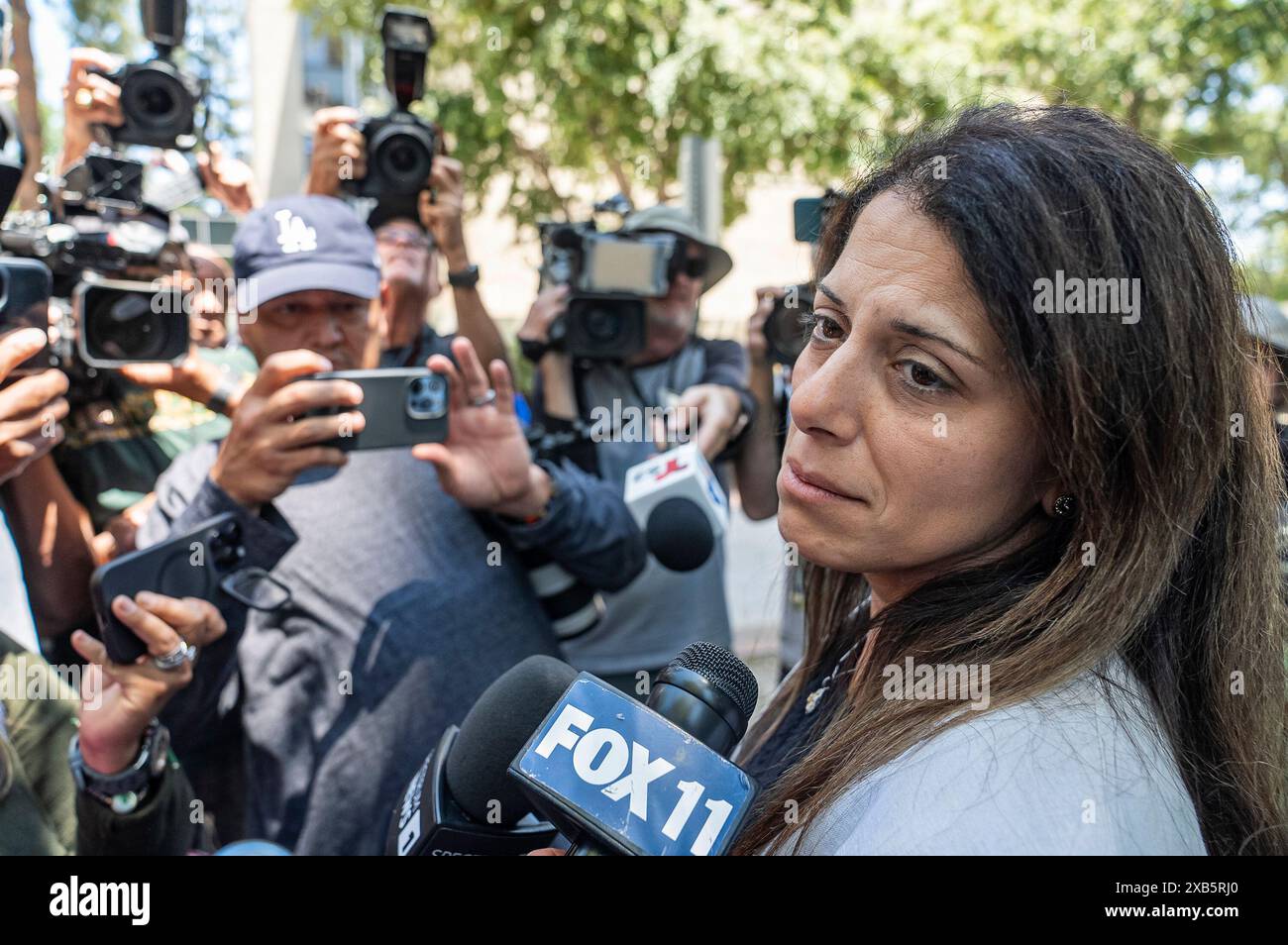 Nancy Iskander speaks outside Van Nuys Courthouse on Monday, June 10 ...