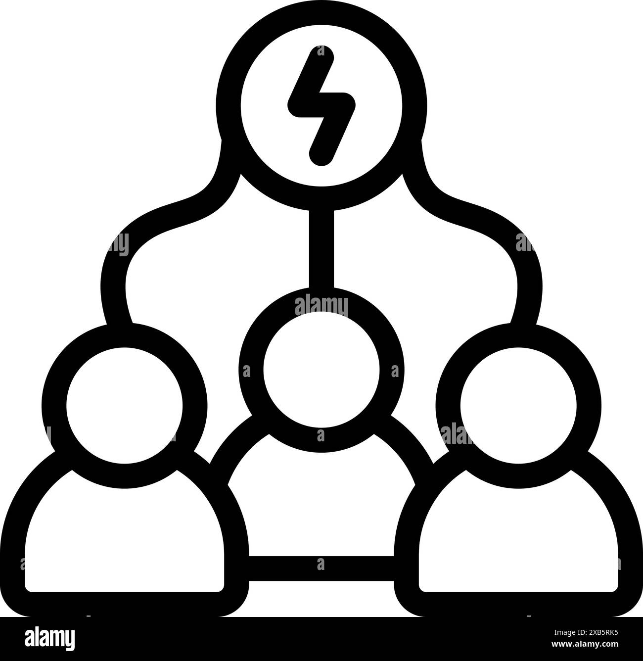 Team of three people are sharing an energy symbol, representing a ...