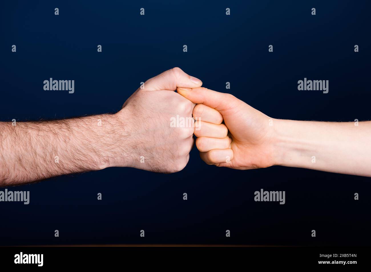 Photo of two people doing fist bump best friendship concept isolated ...