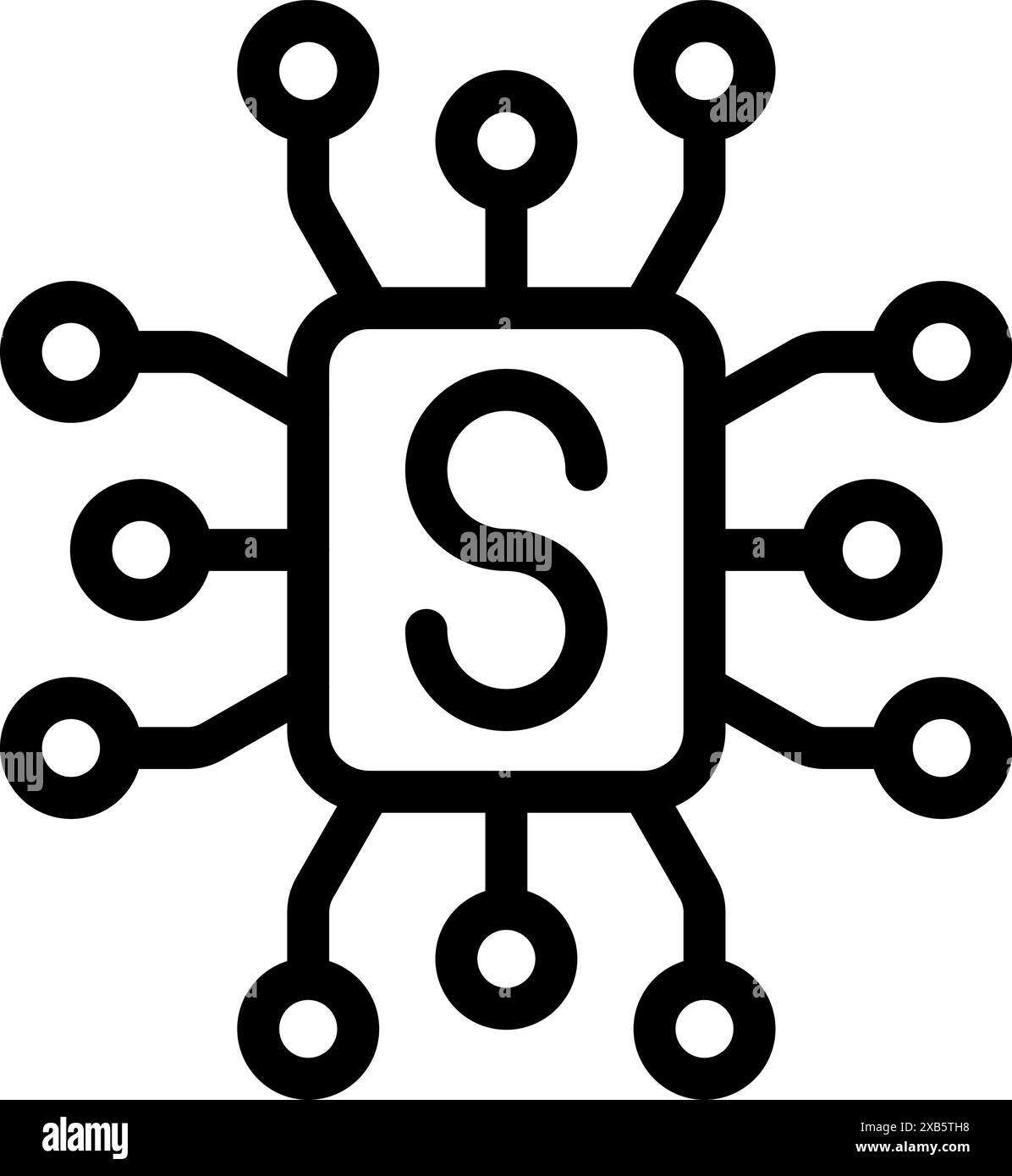 System on chip soc processor is connecting with lines icon for apps and ...