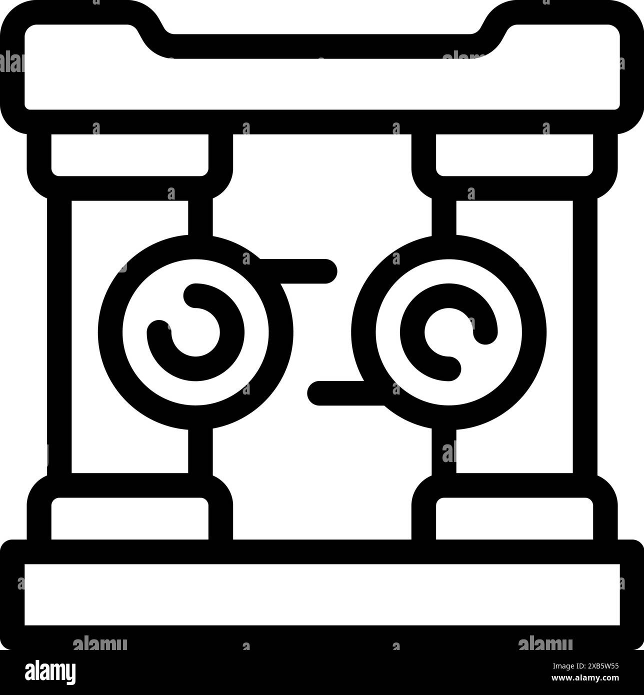Line art icon of an ancient greek temple with columns holding rotating ...