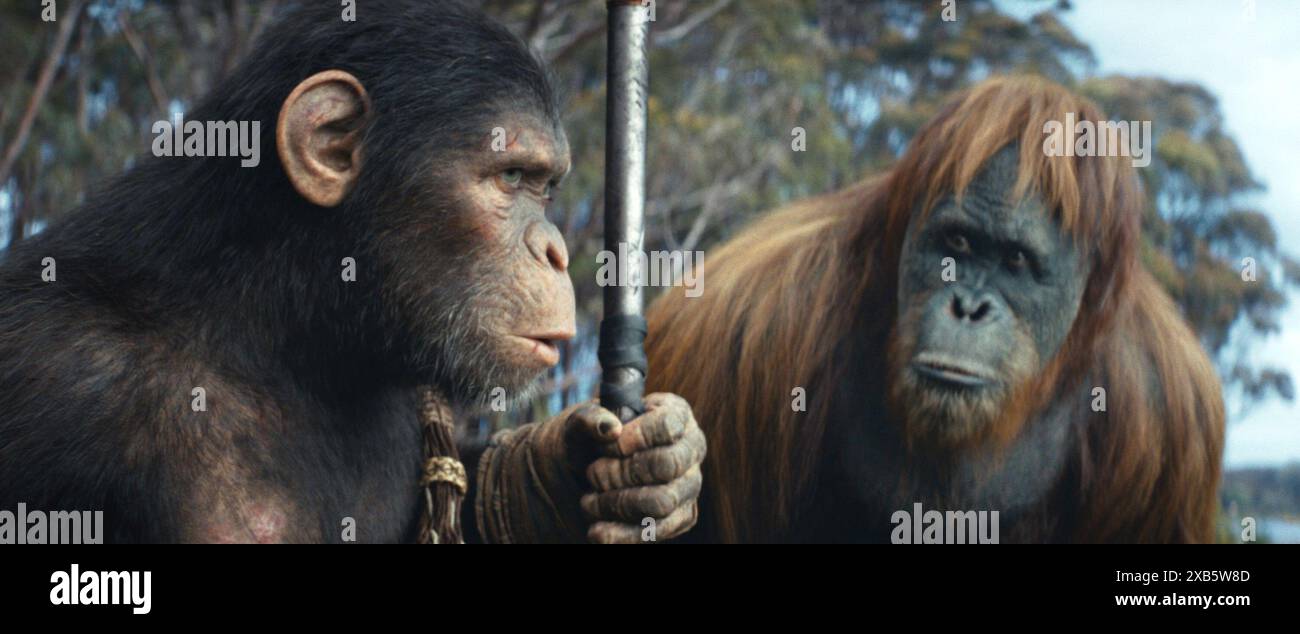 KINGDOM OF THE PLANET OF THE APES, from left: Noa (voice: Owen Teague ...