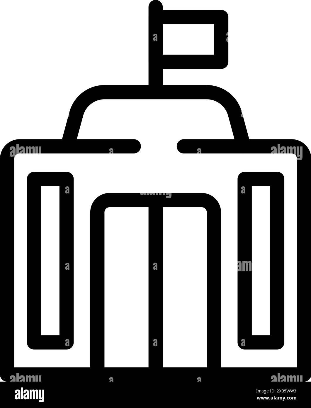 Simple black and white icon style image of a government building flying ...