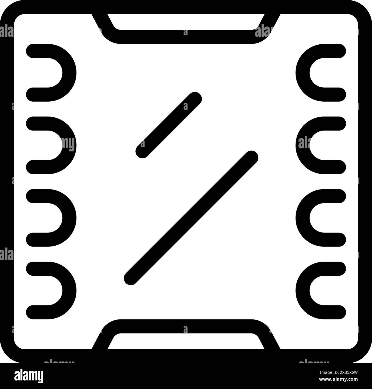 Line art style icon of a microchip, symbolizing technological ...