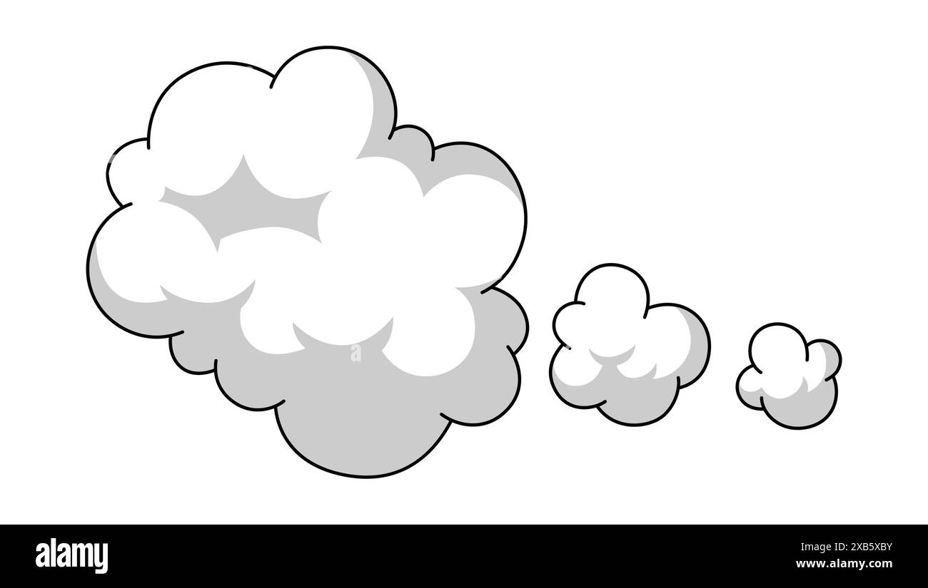 Cartoon illustration of smoke. Comic image of steam, cloud or fog Stock ...